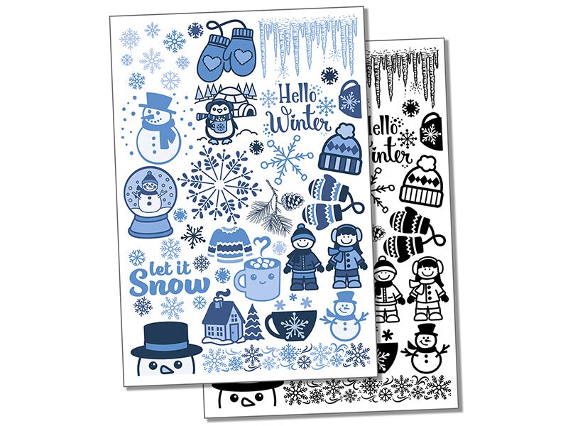 Winter Snow Fun Temporary Tattoo Water Resistant Fake Body Art Set ...