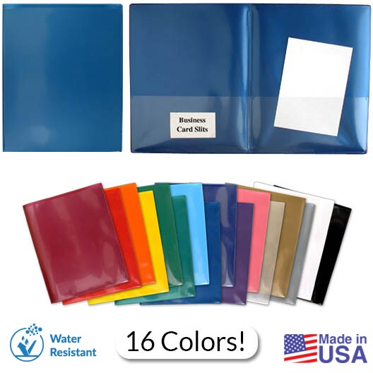 Plastic 2-Pocket Folders - Clear Overlay on Front and Back - Made in U ...