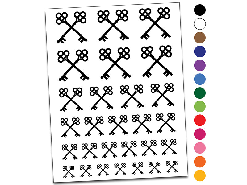 Two Crossed Keys Temporary Tattoo Water Resistant Fake Body Art Set ...