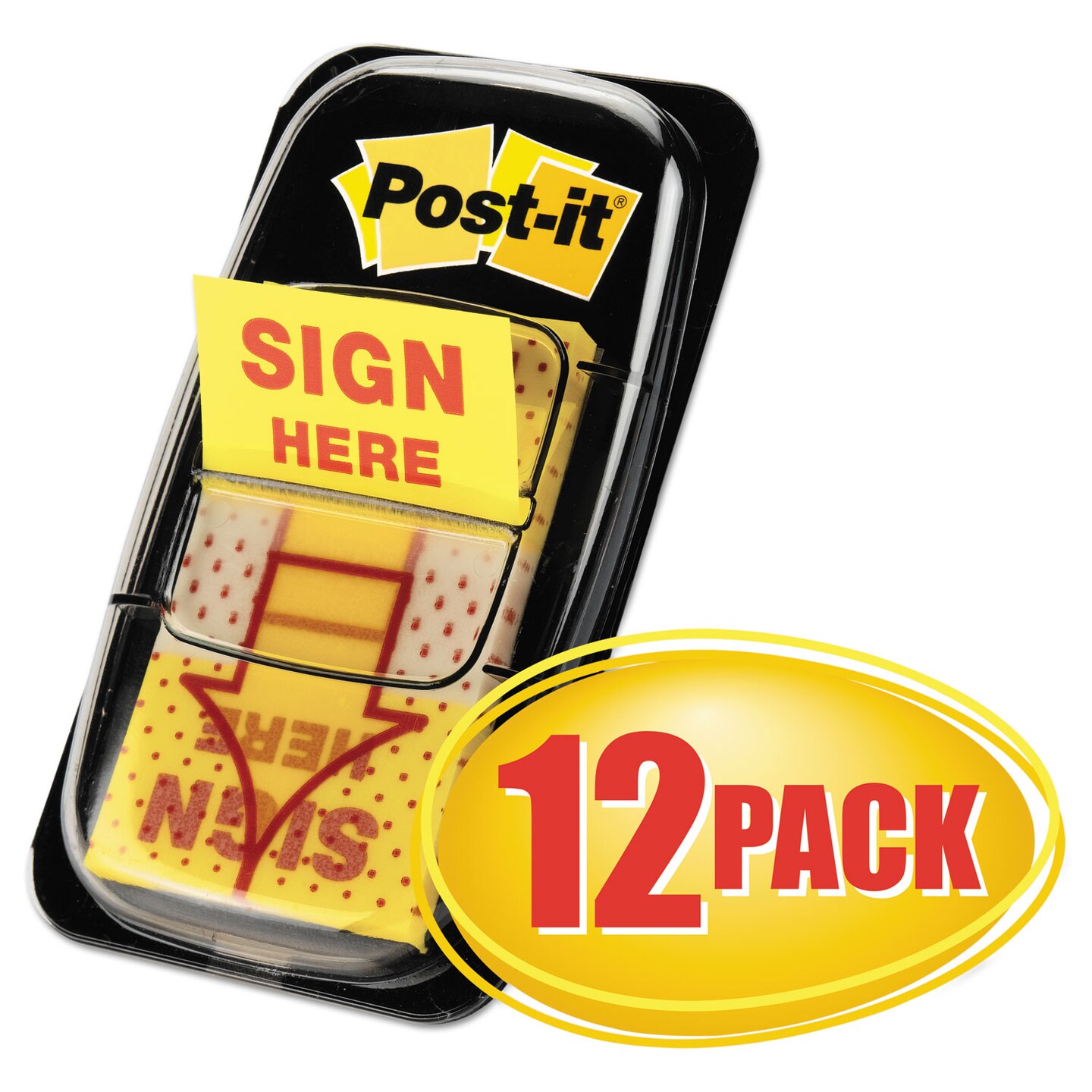 Post-it Arrow Message 1 Page Flags Sign Here Yellow 50/Dispenser 12 ...