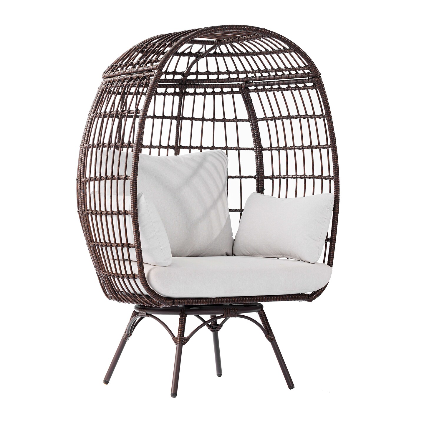 Merrick Lane Tavros Oversized Wicker Rattan Swivel Lounge Egg Chair for Indoor/Outdoor Patio ...