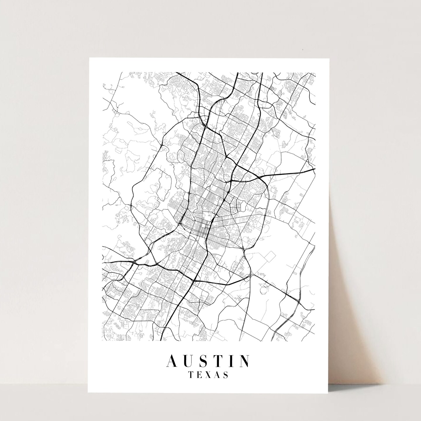 Austin Texas Street Map Minimal, UNFRAMED | MakerPlace by Michaels