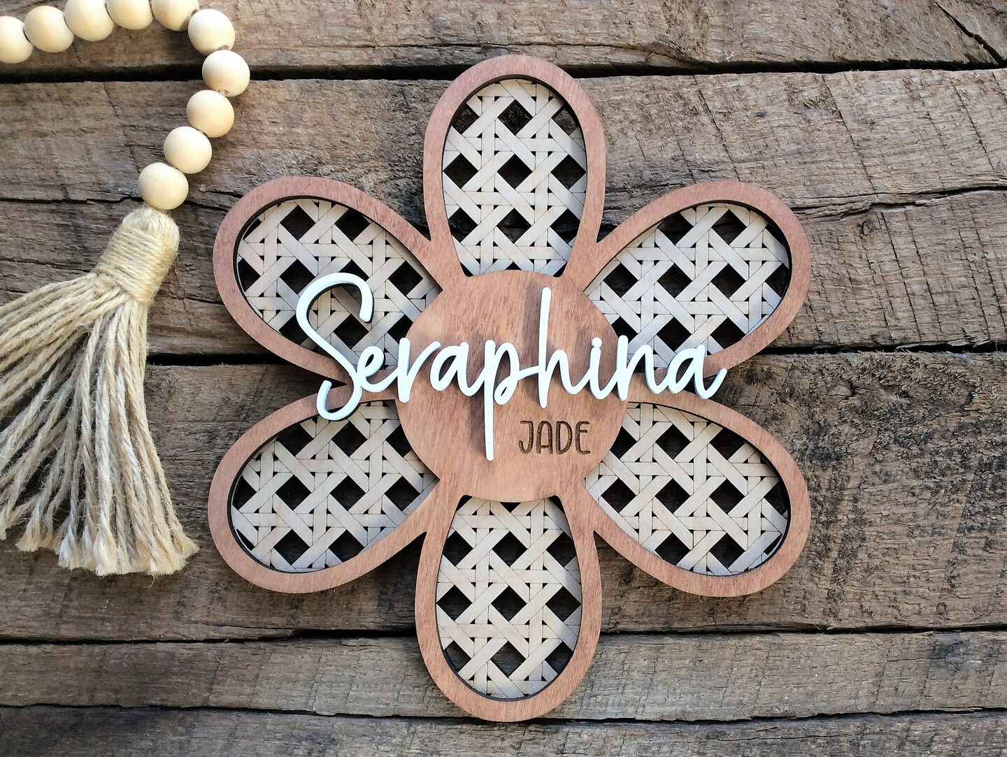 Daisy Name Sign, Personalized Birth Announcement, Boho Nursery Decor ...