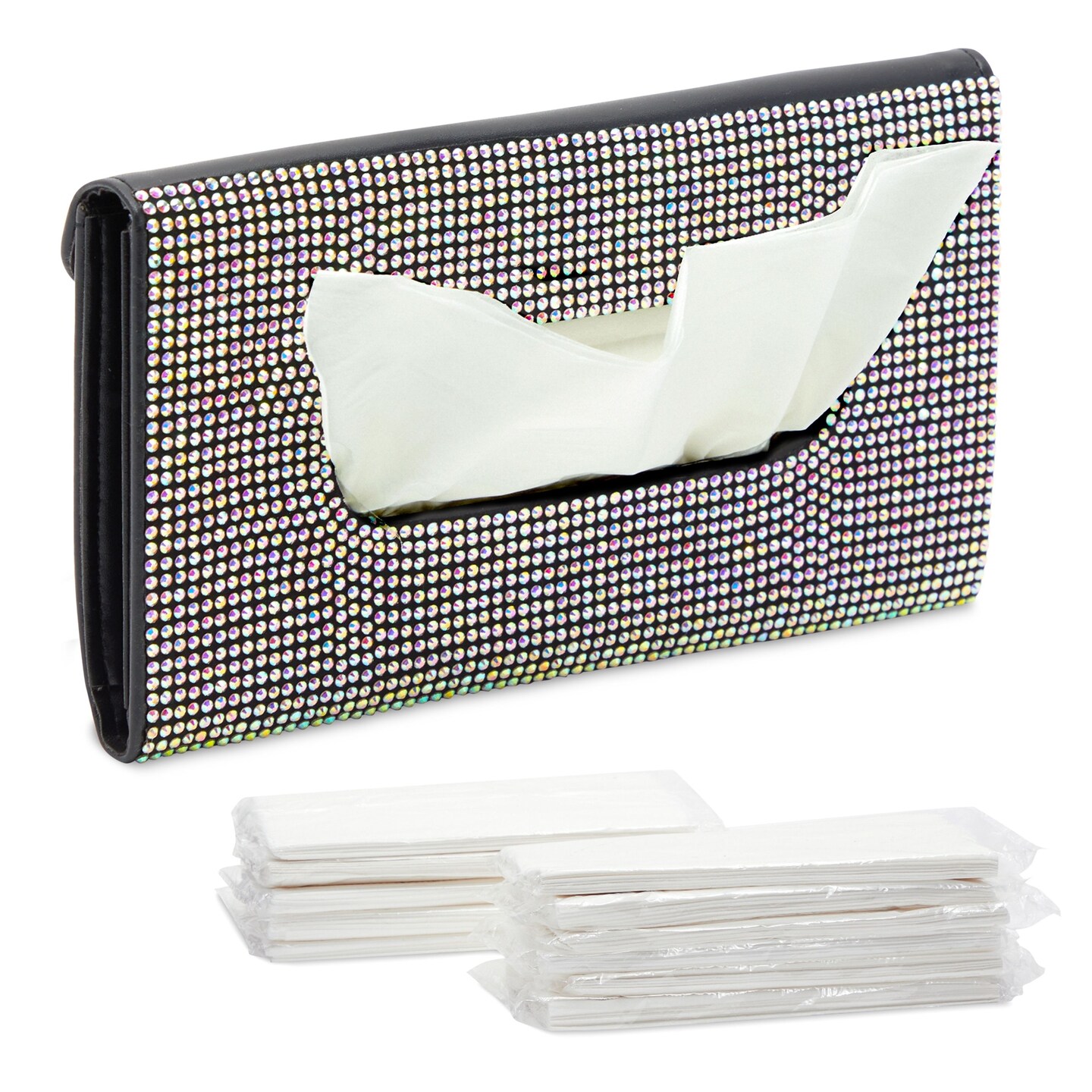 Sparkly Black Sun Visor Tissue Holder for Car, 12 Bags of Refill ...