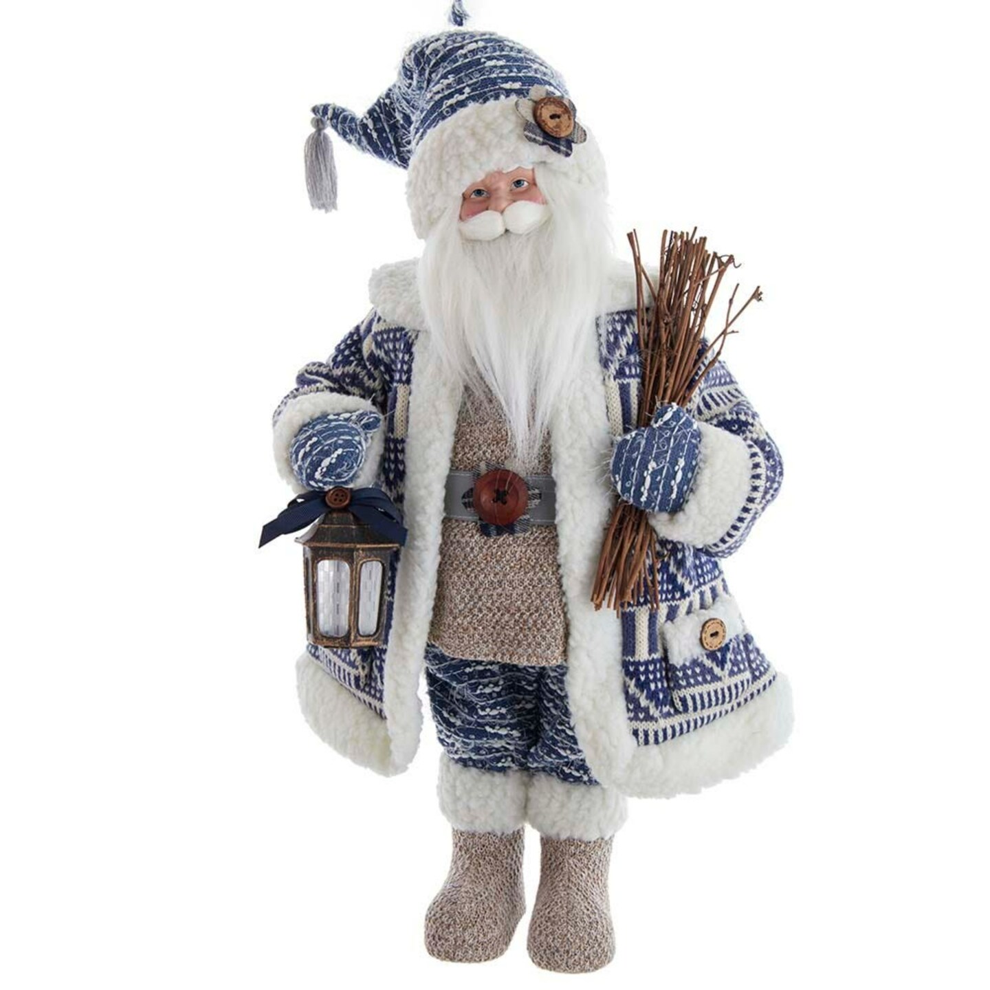 KSA Standing Indigo Country Santa Christmas Tabletop Figurine Blue and ...