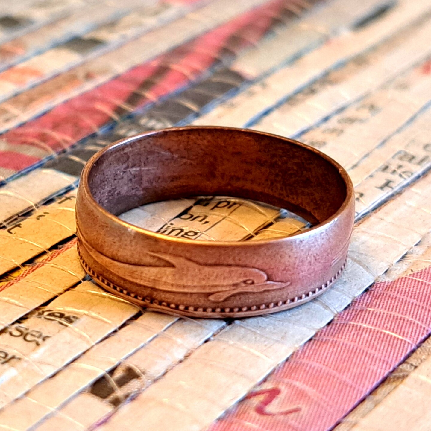 Denmark DOLPHIN Coin Ring Made With Genuine Foreign Coin Marine Life ...