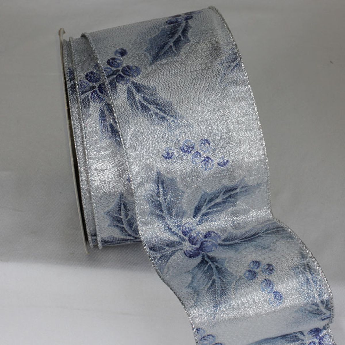 The Ribbon People Silver and Blue Mistletoe Reversible Sheer Christmas ...