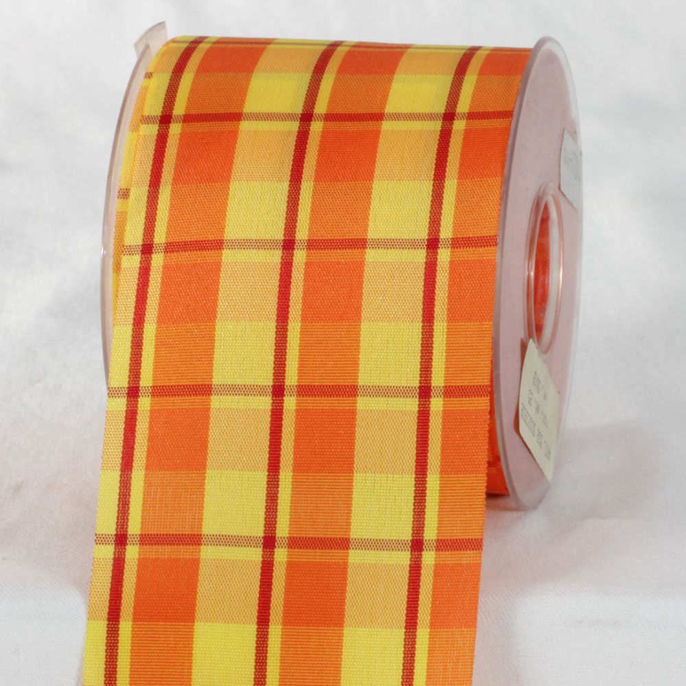 The Ribbon People Yellow and Orange Plaid Patterned Scotchshock Ribbon ...