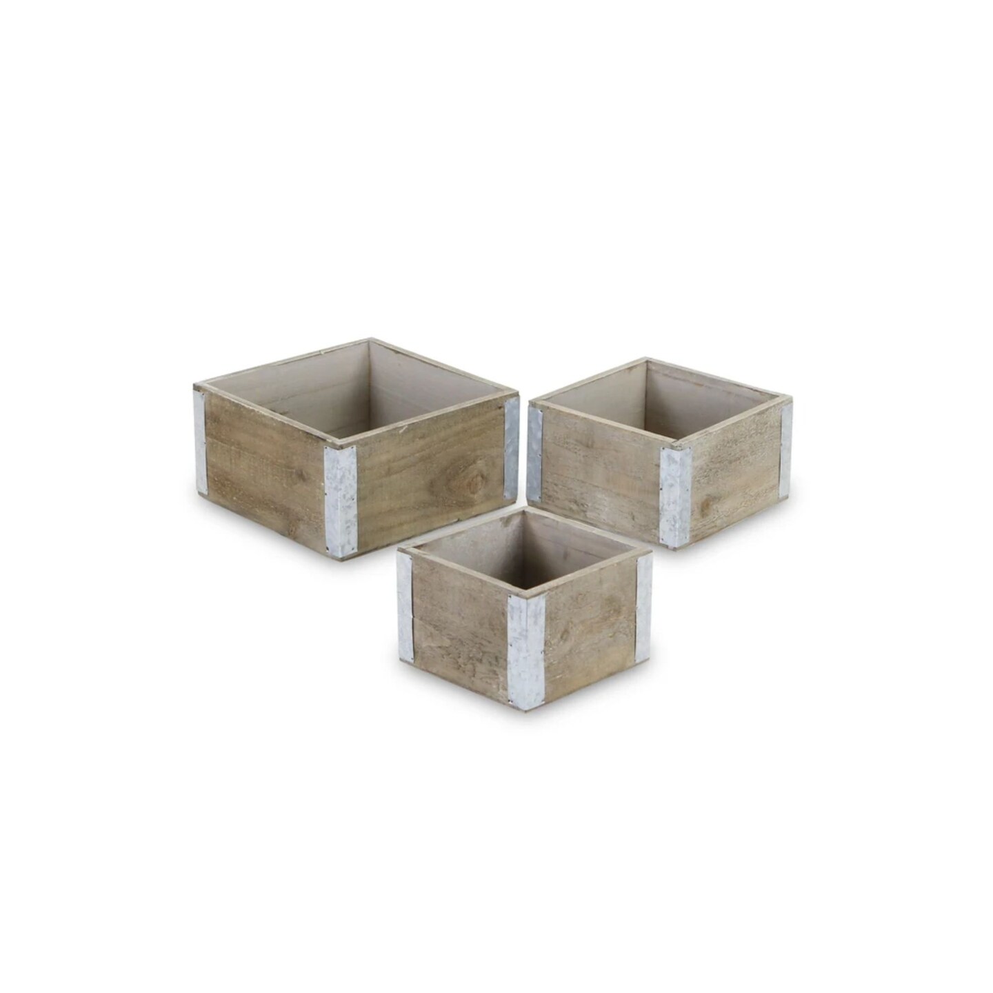 Contemporary Home Living Set of 3 Brown Handcrafted Rectangular Storage ...