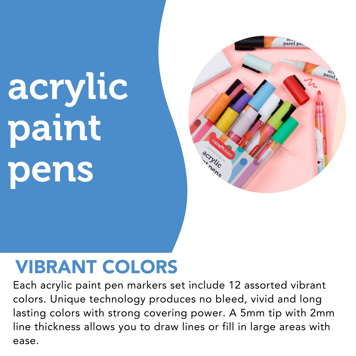 Incraftables Acrylic Paint Pens (12 Colors). Paint Markers for Rocks ...