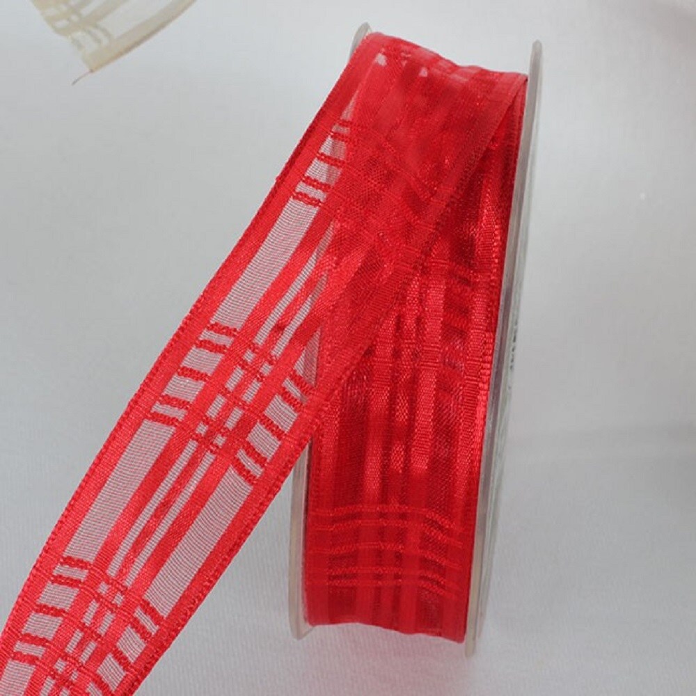 The Ribbon People Red Plaid French Wired Craft Ribbon 1" x 25 Yards ...