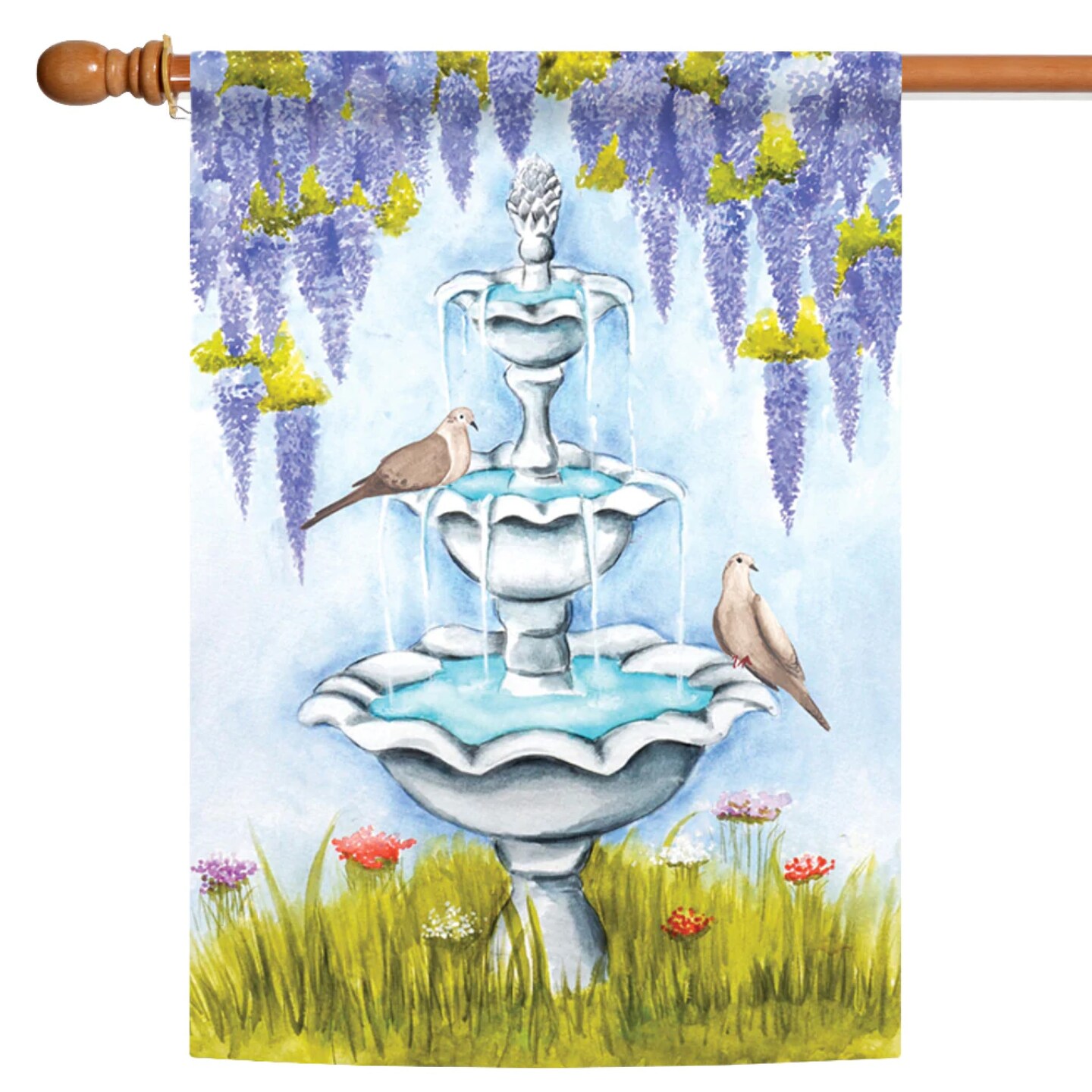 Toland Home Garden Birds and Fountain Outdoor House Flag 40" x 28 ...