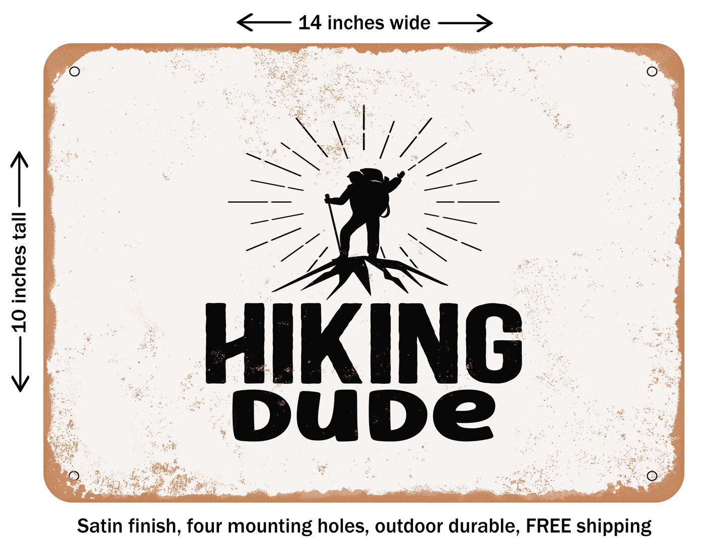 DECORATIVE METAL SIGN - Hiking Dude - Vintage Rusty Look | Michaels