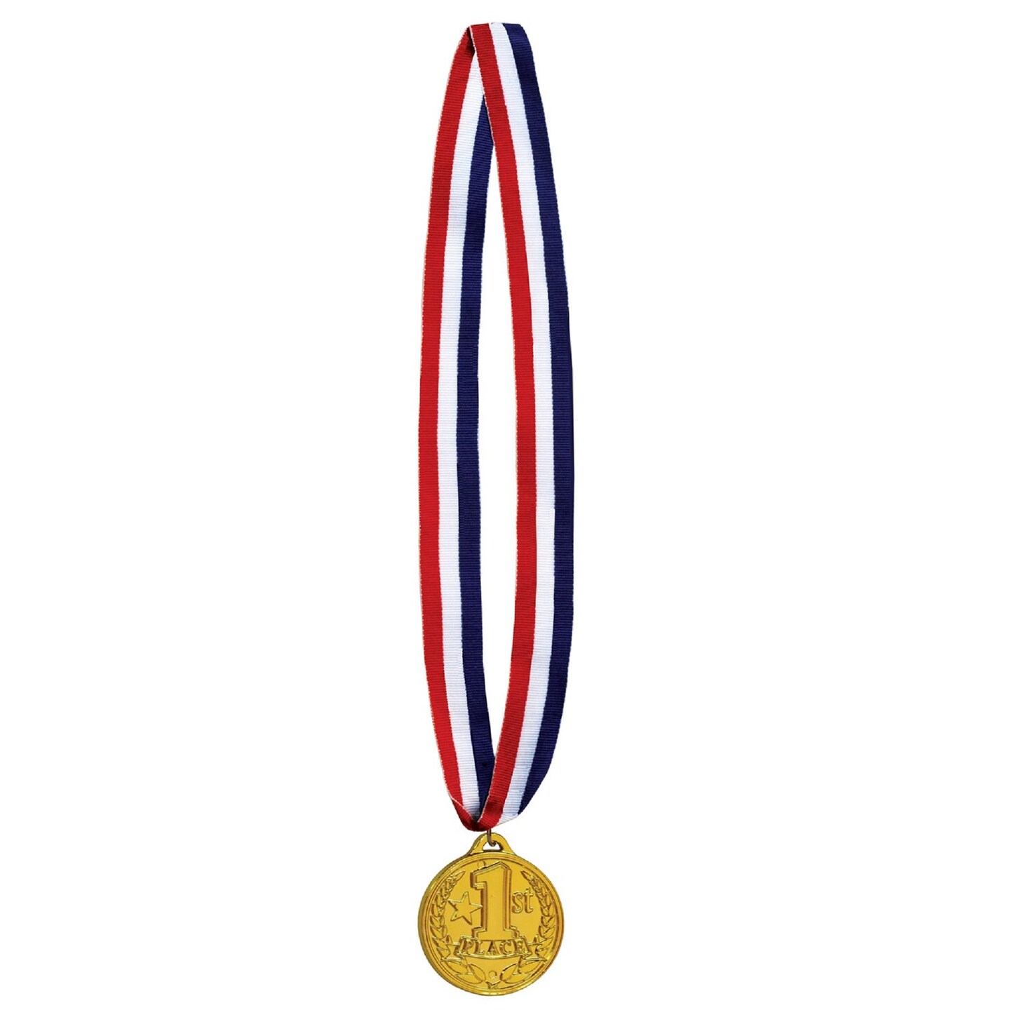 Beistle Set of 12 Gold “1st Place” Medal with Red, White, and Blue ...