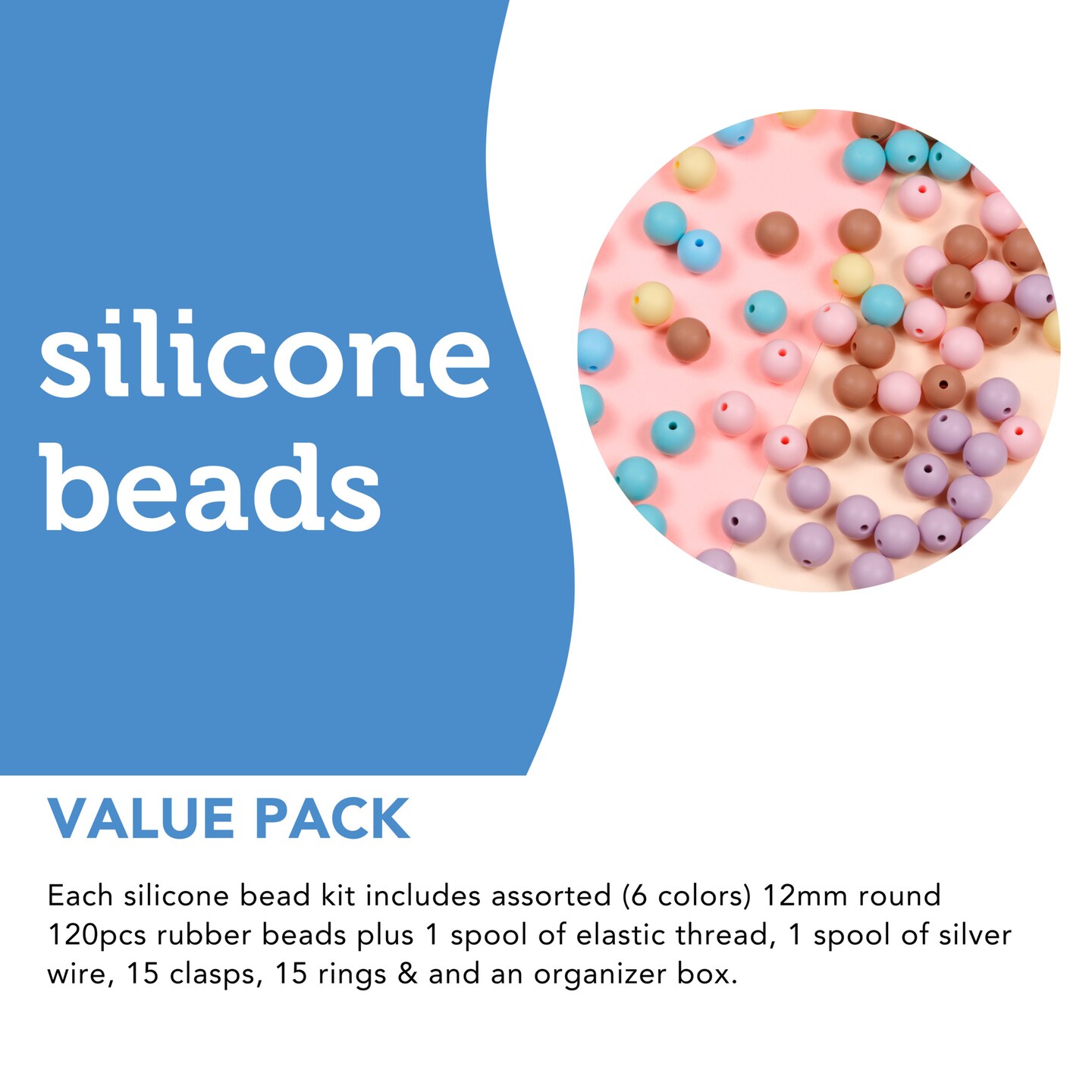 Incraftables Silicone Beads for Keychain making 120pcs Kit (6 Colors ...