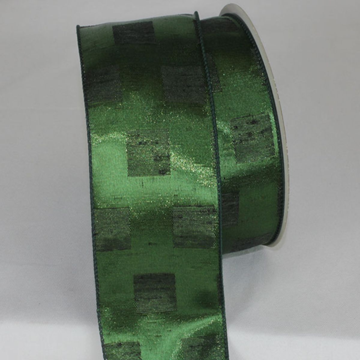 The Ribbon People Hunter Green and Black Squares Metallic Wired Craft ...