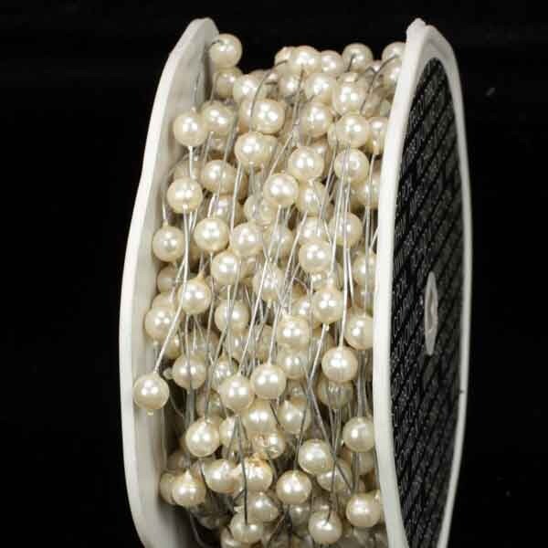 The Ribbon People Ivory Pearls Wired Craft Ribbon Garland 0.25" x 54 ...