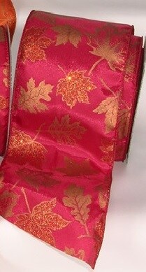 The Ribbon People Red Burgundy and Orange Fall Leaf Wired Craft Ribbon ...