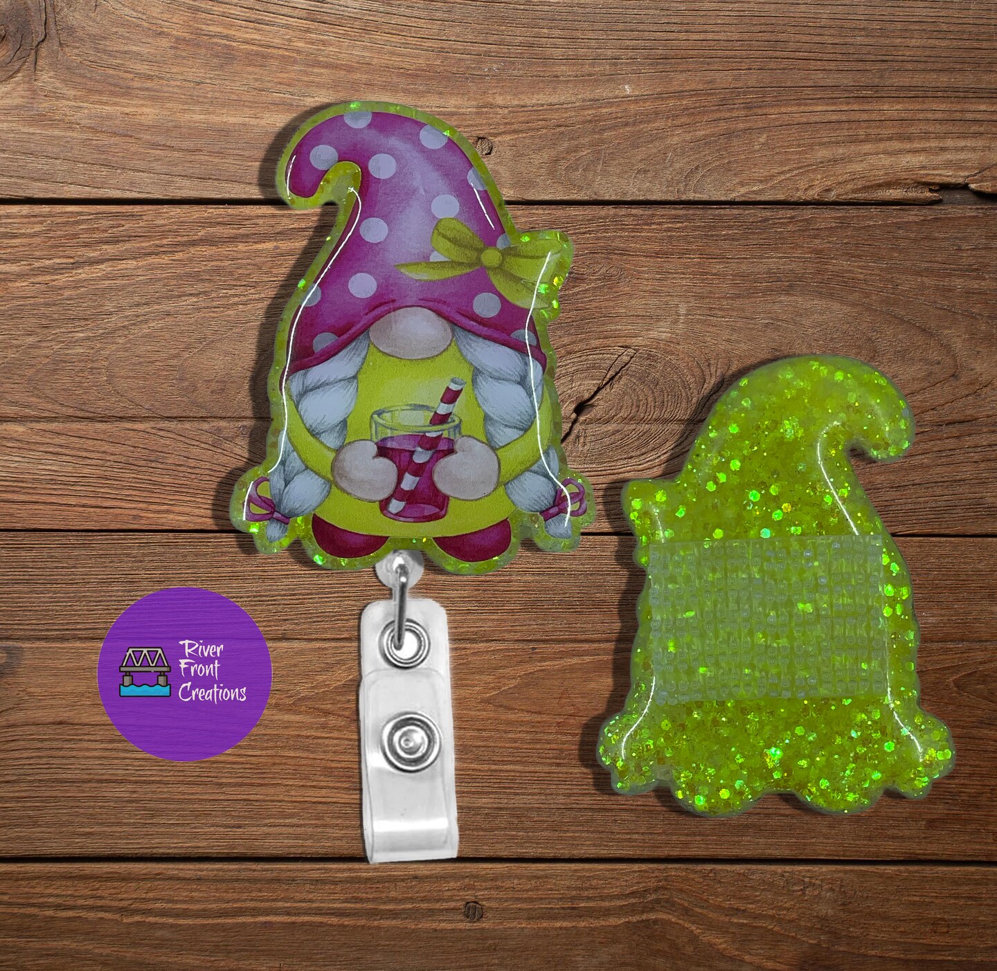 Gnome, Yellow and Pink Lemonade Badge Reel, Interchangeable, 2-inches ...