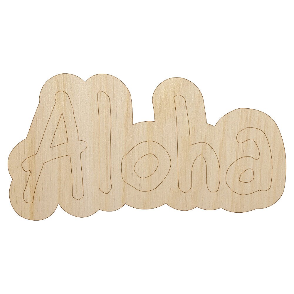 Aloha Fun Text Unfinished Wood Shape Piece Cutout for DIY Craft ...