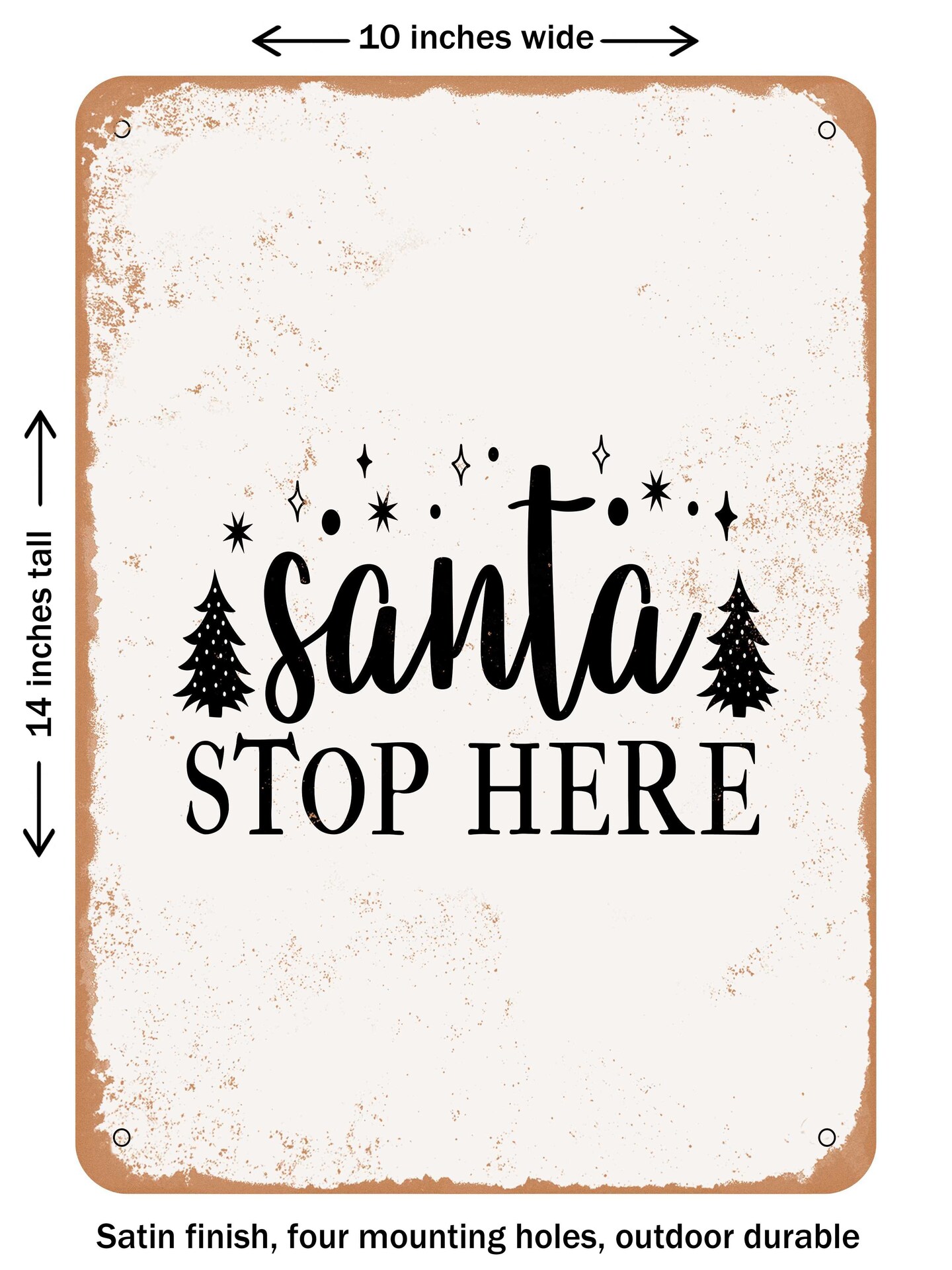 DECORATIVE METAL SIGN - Santa Stop Here - Vintage Rusty Look | Michaels