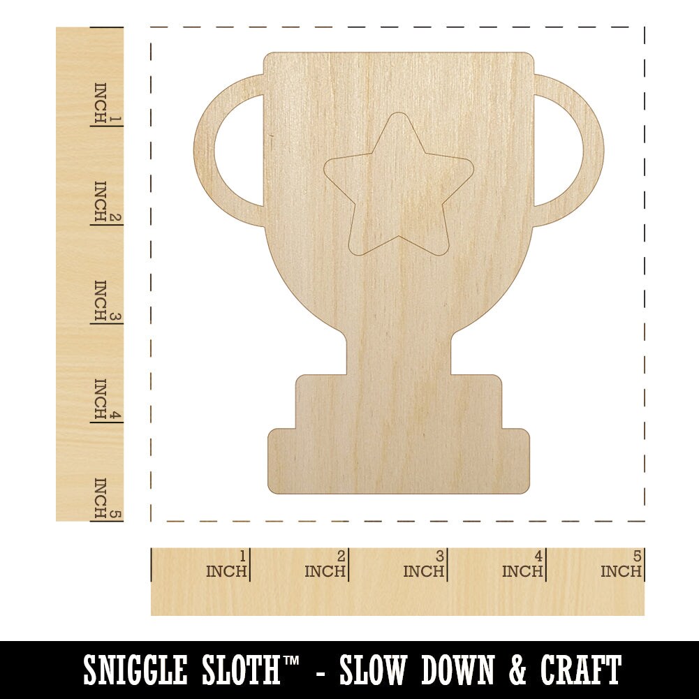 Trophy Award Outline with Star Unfinished Wood Shape Piece Cutout for ...