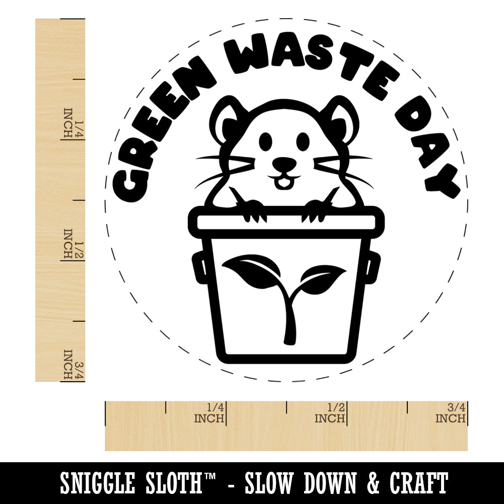 Green Waste Day Rat in Can Bin Self-Inking Rubber Stamp Ink Stamper for ...