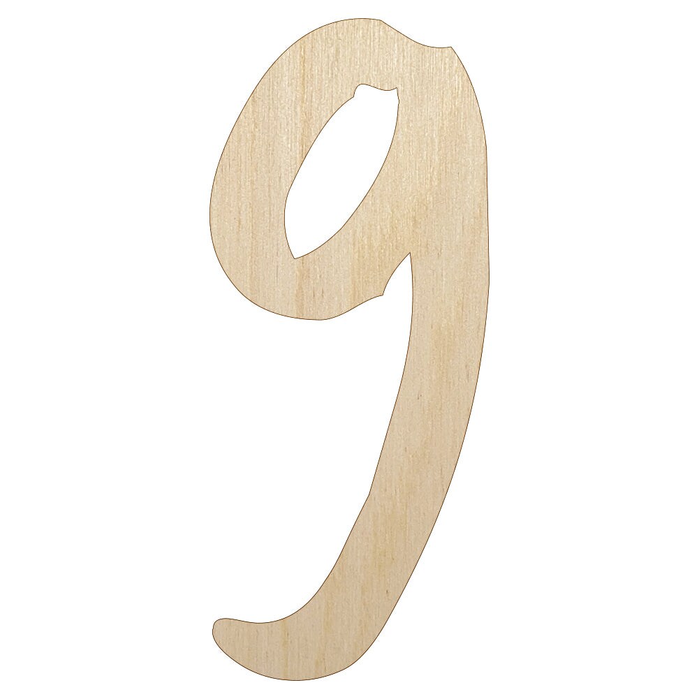 Number 9 Nine Felt Marker Font Unfinished Wood Shape Piece Cutout for ...