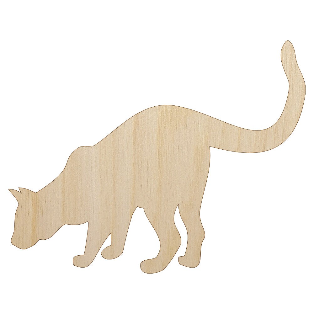 Curious Cat Solid Unfinished Wood Shape Piece Cutout for DIY Craft ...