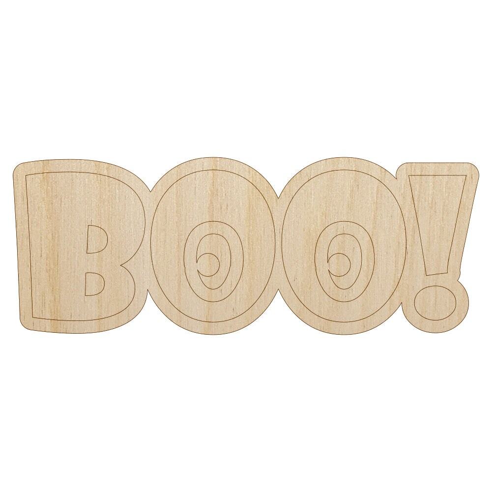 Boo with Eyes Halloween Fun Text Unfinished Wood Shape Piece Cutout for ...
