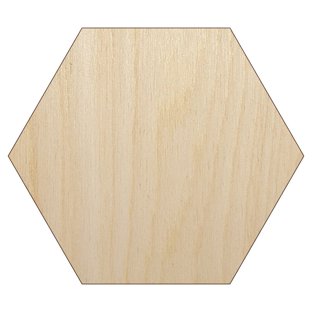 Hexagon Solid Unfinished Wood Shape Piece Cutout for DIY Craft Projects ...