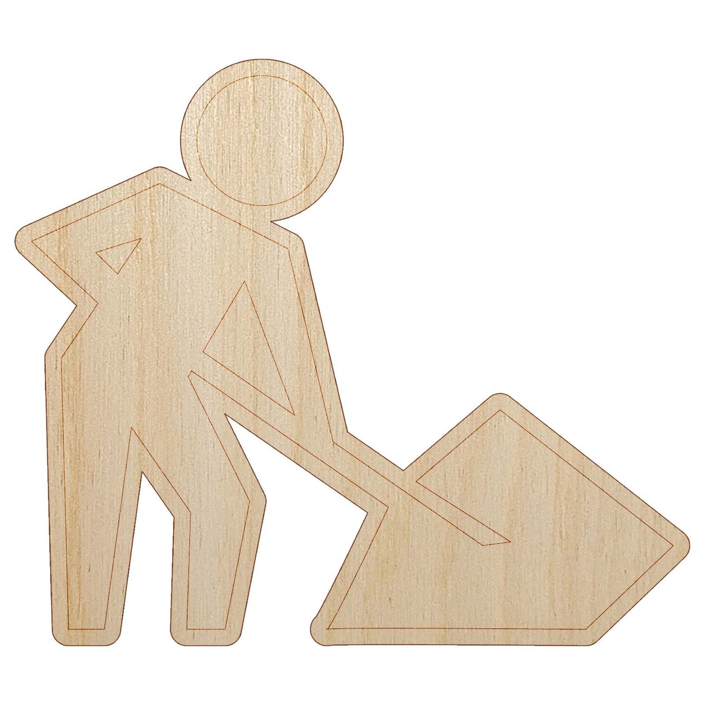 Man with Shovel Construction Zone Sign Unfinished Wood Shape Piece ...