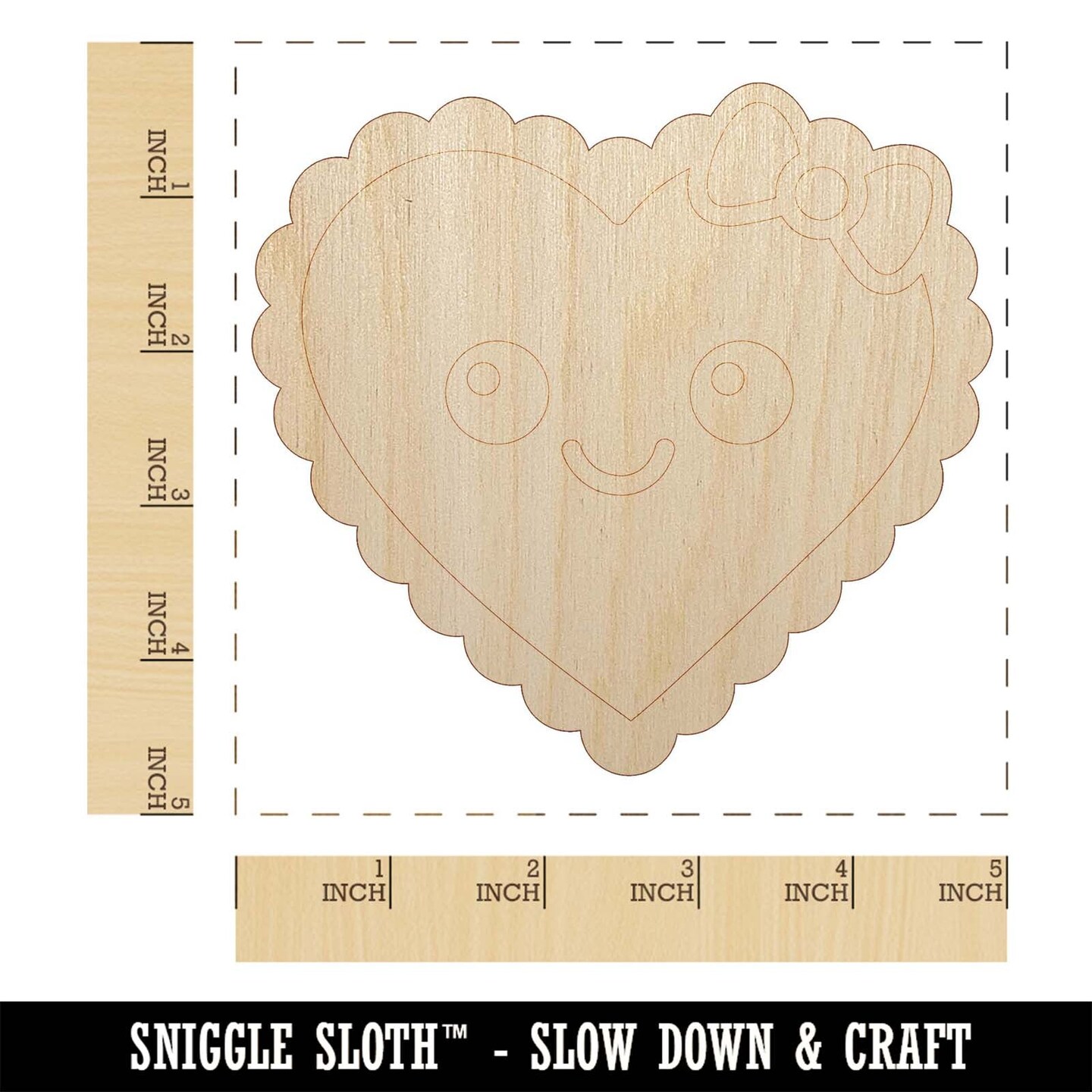 Cute Kawaii Heart with Bow Unfinished Wood Shape Piece Cutout for DIY ...