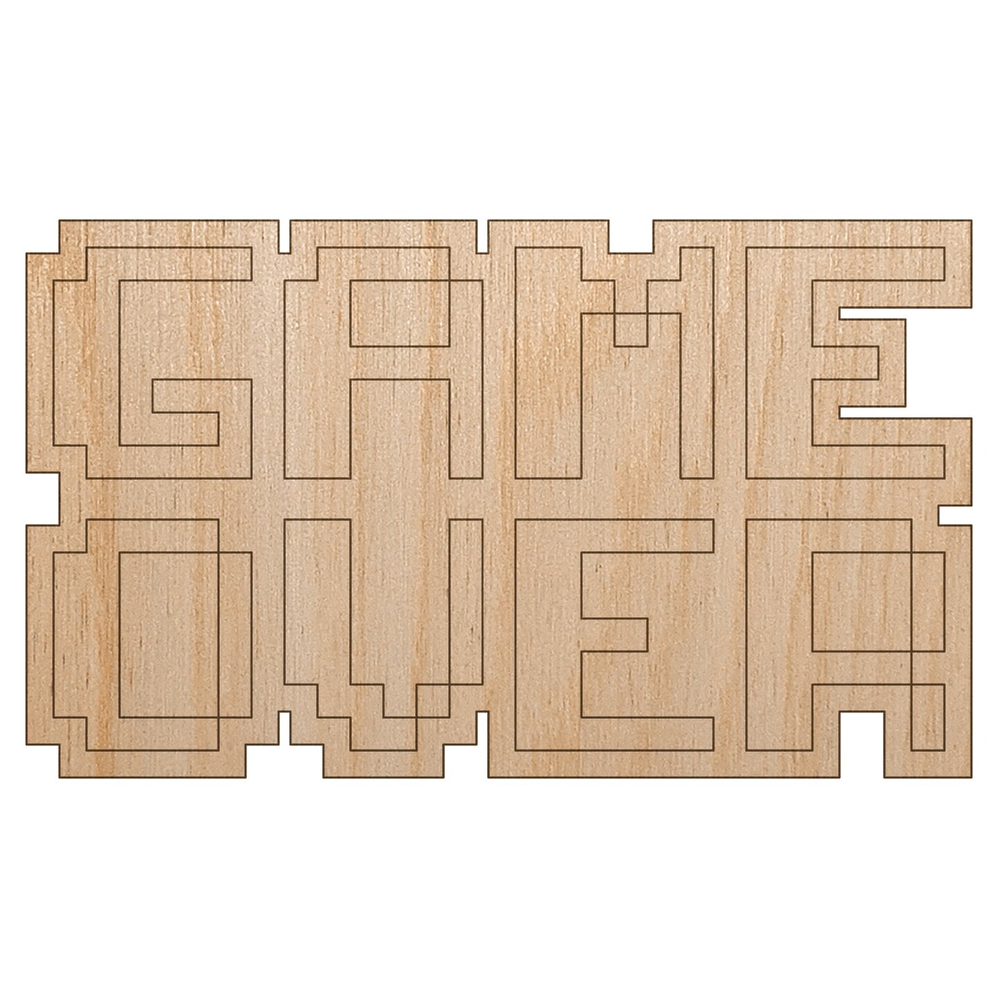 Pixel Video Game Over Text Unfinished Wood Shape Piece Cutout for DIY ...