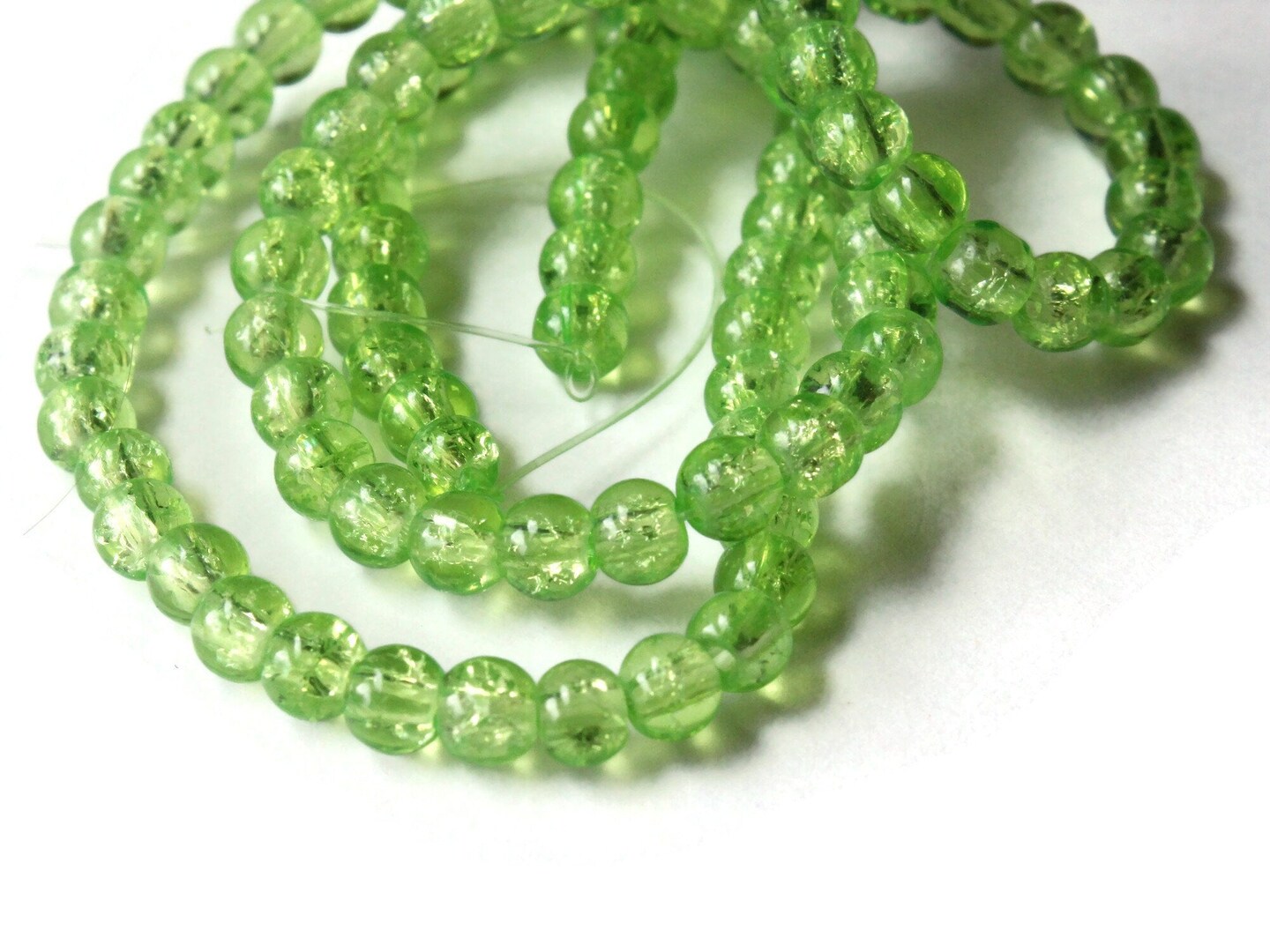 4mm Light Green Crackle Glass Small Round Beads | Michaels