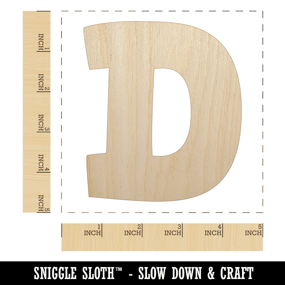 Letter D Uppercase Fun Bold Font Unfinished Wood Shape Piece Cutout for ...