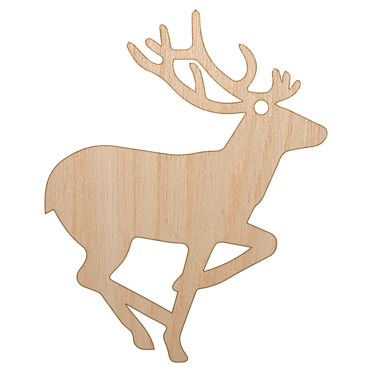 Deer Buck in Profile Solid Unfinished Craft Wood Holiday Christmas Tree ...