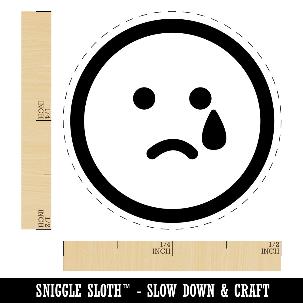 Sad Tear Crying Frown Face Emoticon Self-Inking Rubber Stamp for ...