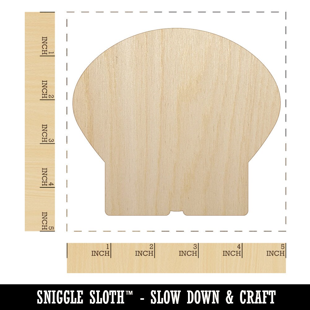 Clam Shell Solid Unfinished Wood Shape Piece Cutout for DIY Craft ...