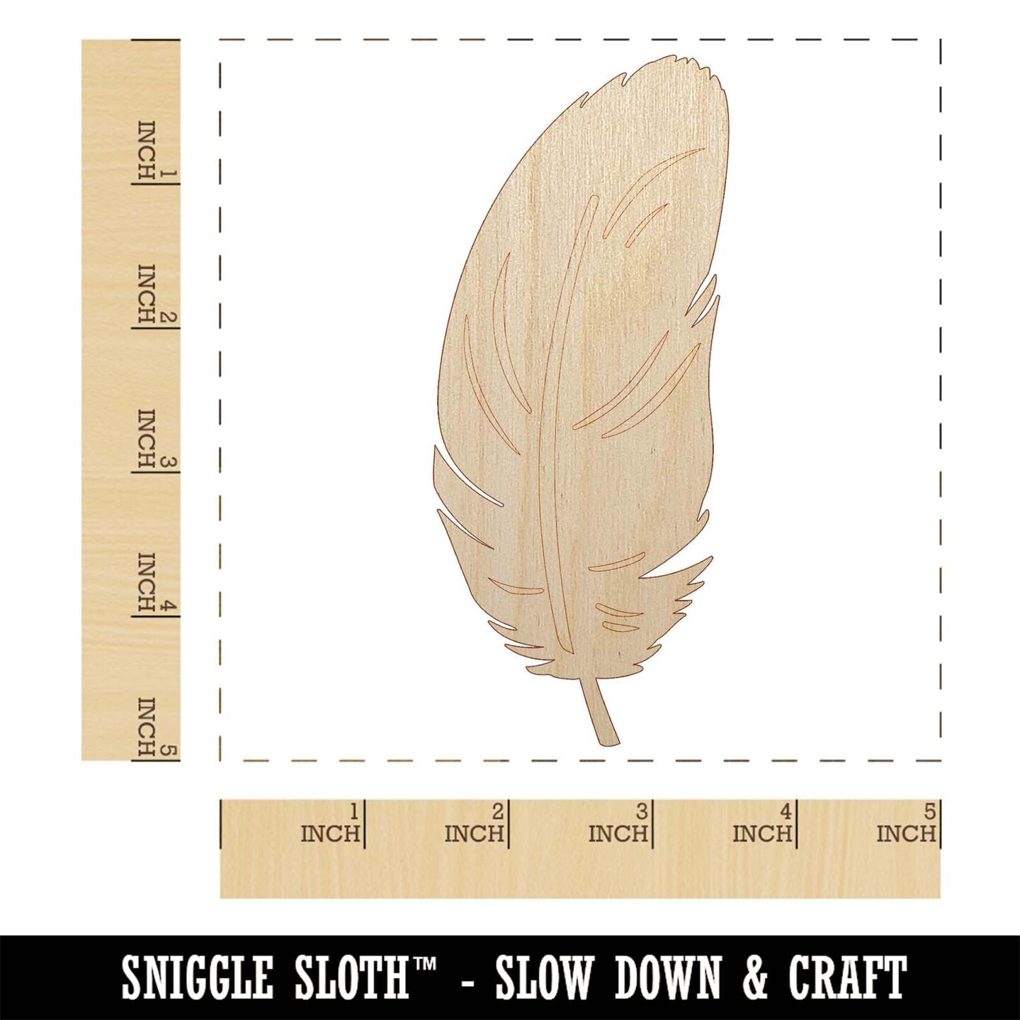 Stout Bird Feather Unfinished Wood Shape Piece Cutout for DIY Craft ...
