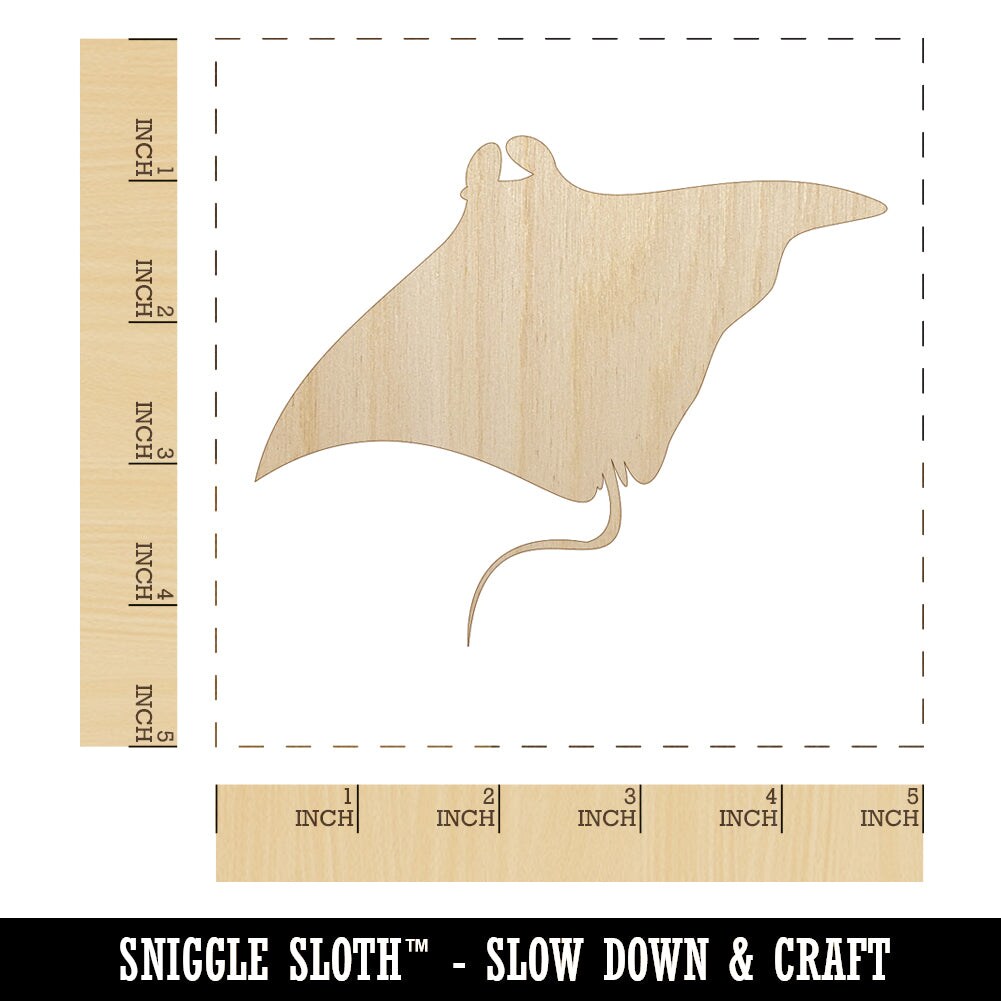 Manta Ray Solid Unfinished Wood Shape Piece Cutout for DIY Craft ...