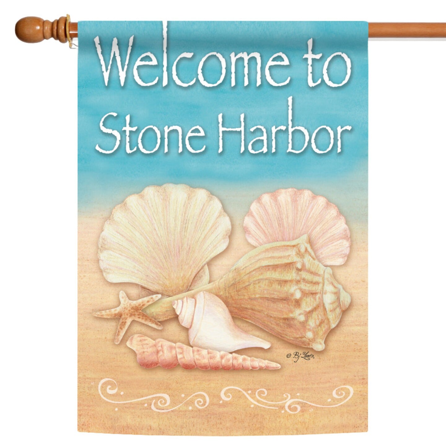 Toland Home Garden Blue and Beige Conch Shells Stone Harbor Outdoor ...