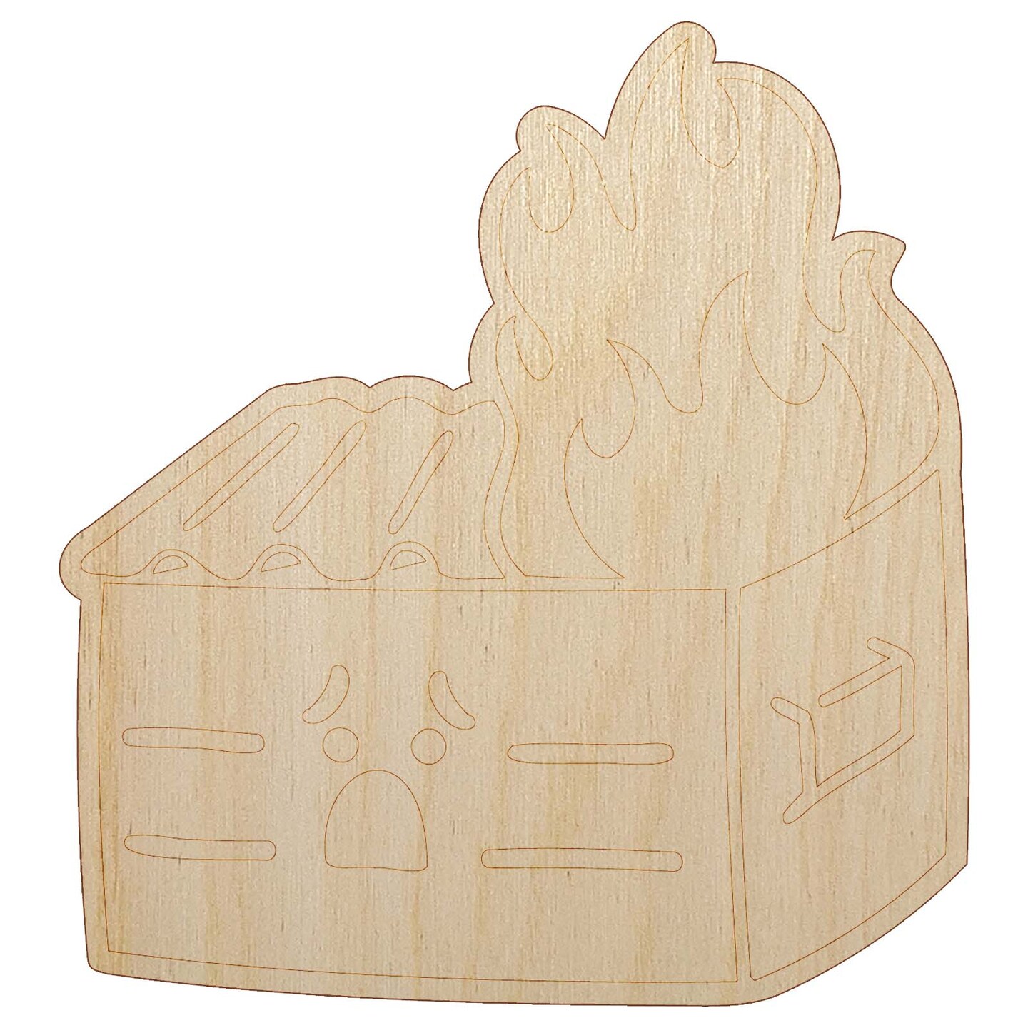 Sad Dumpster Fire Unfinished Wood Shape Piece Cutout for DIY Craft ...