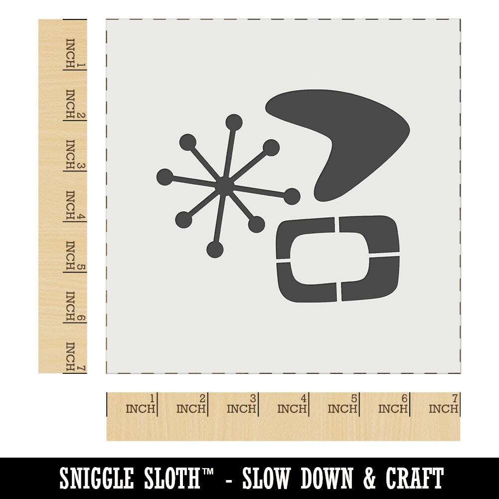 Retro Mid Century Modern Shapes Wall Cookie DIY Craft Reusable Stencil ...