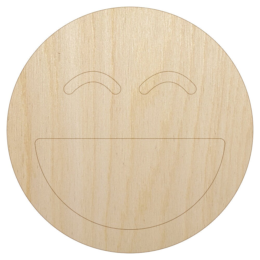 Laughing Happy Face Big Smile Mouth Emoticon Unfinished Wood Shape ...