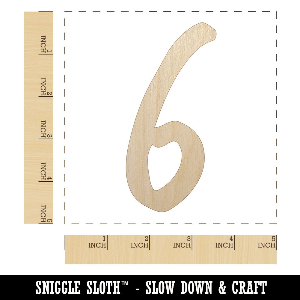 Number 6 Six Felt Marker Font Unfinished Wood Shape Piece Cutout for ...