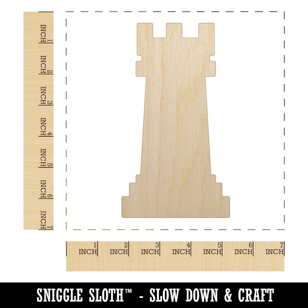 Chess Rook Piece Unfinished Wood Shape Piece Cutout for DIY Craft ...