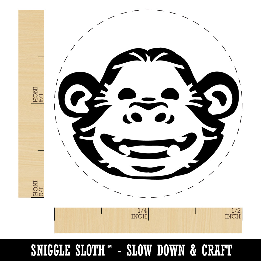 Grinning Chimpanzee Ape Monkey Face Self-Inking Rubber Stamp Ink ...