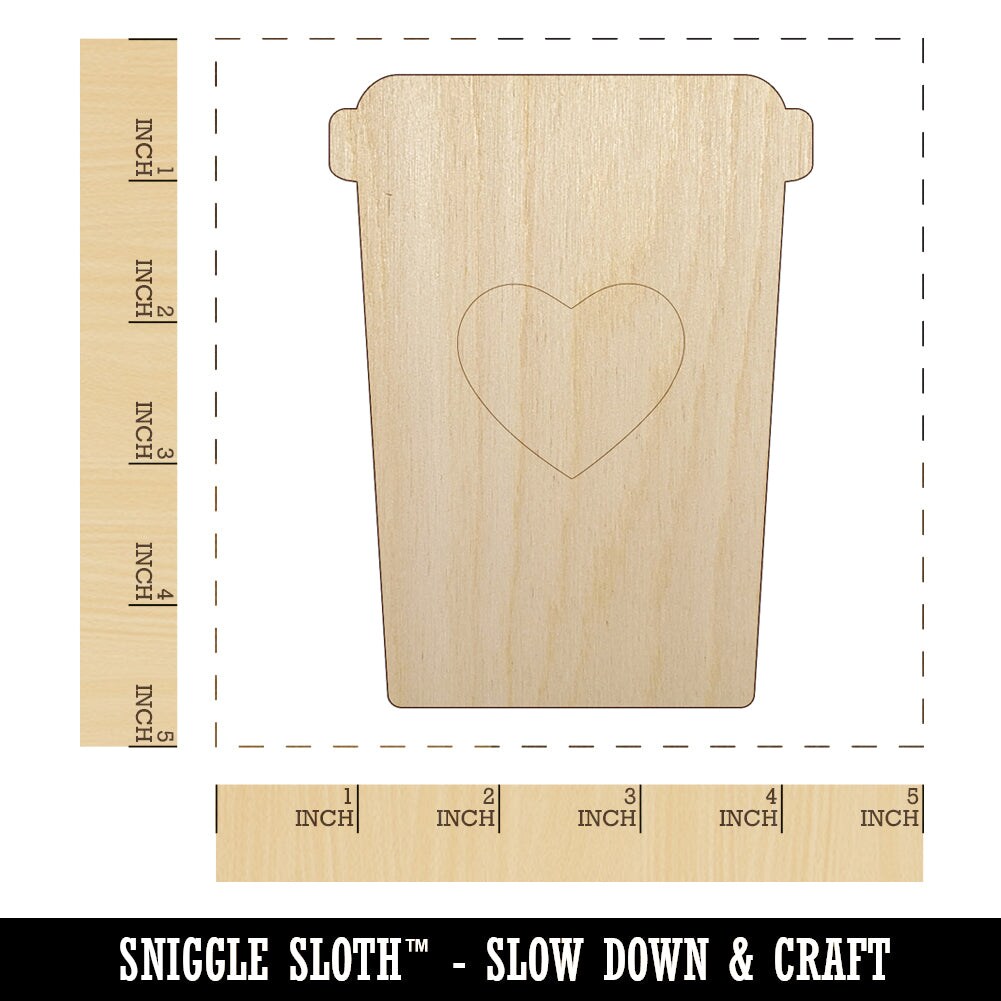 Coffee Cup Carafe with Heart Unfinished Wood Shape Piece Cutout for DIY ...