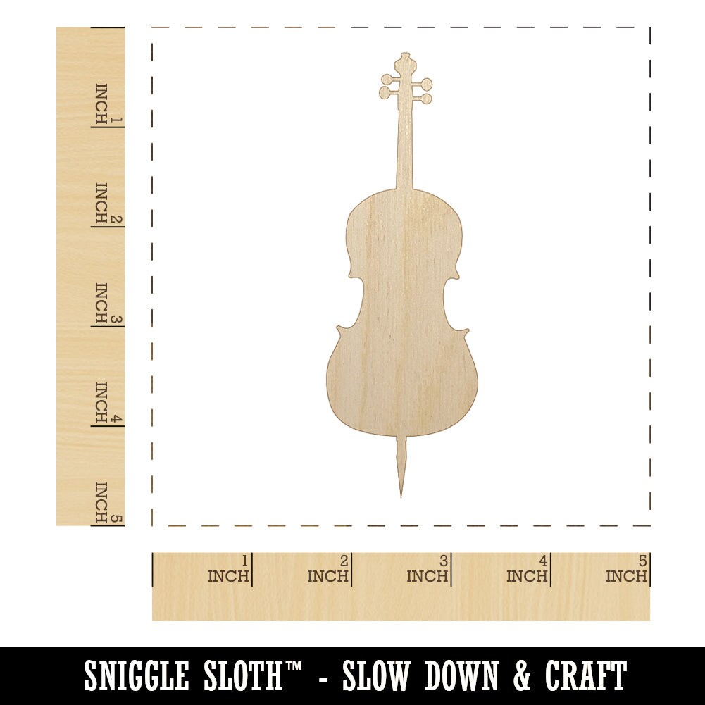 Cello Music Instrument Silhouette Unfinished Wood Shape Piece Cutout ...